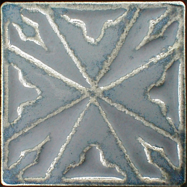 6 x 6 Celtic cross tile with glossy blue/grey glaze - Campbell Tileworks